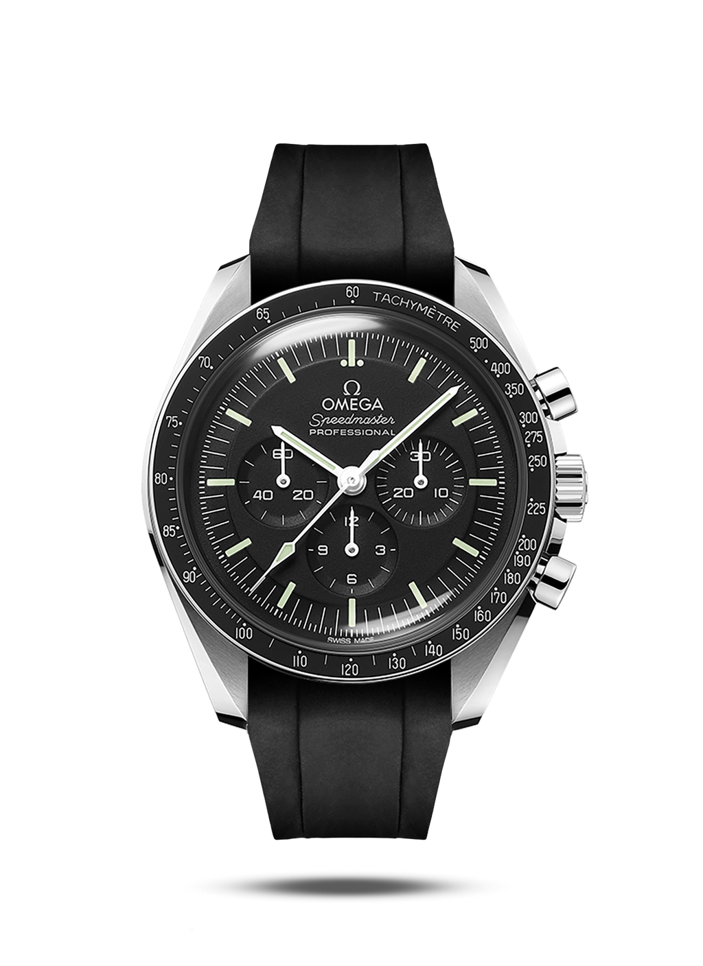 Integrated Rubber Strap for Omega Speedmaster Professional - Black