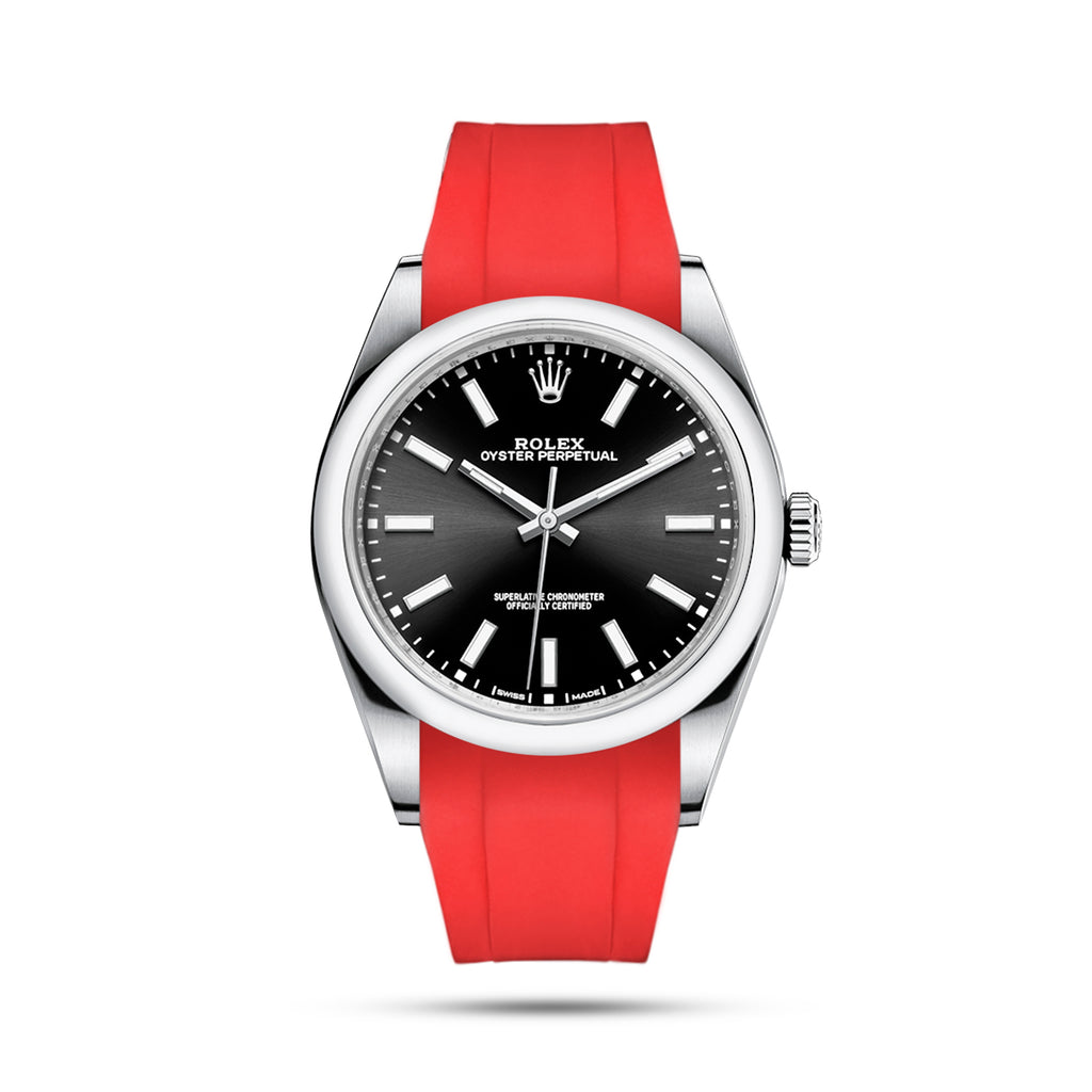 Rolex Oyster Perpetual 39mm Red Rubber Strap - Vanguard Straps